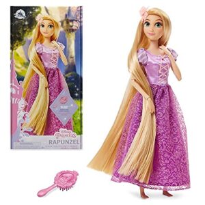 disney store official princess rapunzel classic doll for kids, tangled, 11 ½ inches, includes brush with molded details, fully posable toy in glittering outfit - suitable for ages 3+