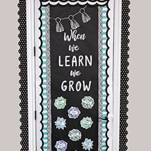 Carson Dellosa 65 Feet Black and White Polka Dots Bulletin Board Borders, Scalloped Border Trim, Rolled Classroom Borders for Bulletin Board, White Board, Cork Board, Black and White Classroom Décor