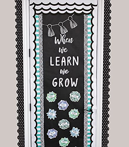 Carson Dellosa 65 Feet Black and White Polka Dots Bulletin Board Borders, Scalloped Border Trim, Rolled Classroom Borders for Bulletin Board, White Board, Cork Board, Black and White Classroom Décor