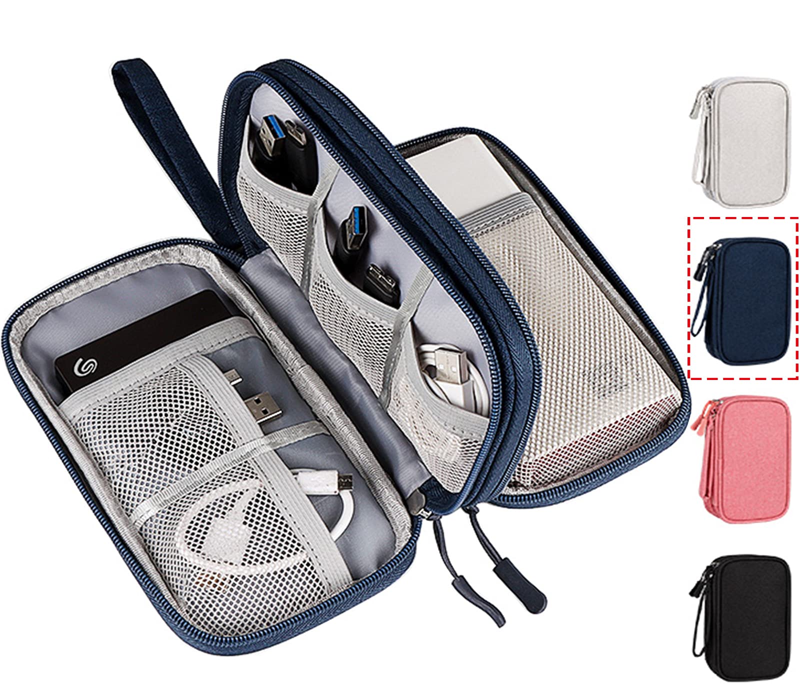 Portable, Waterproof Electronics Accessories Case and Organizer Bag for Cables, USB Drives and Chargers