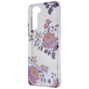 coach protective case for samsung s21 / s21 5g - moody floral purple / clear