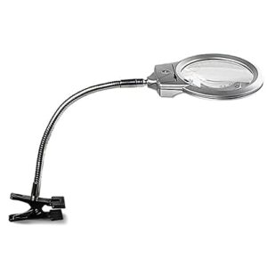 large lens lighted lamp top desk magnifier magnifying glass clamp with led light for reading, hobbies, crafts or other diy