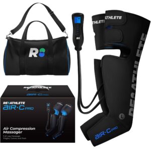 reathlete leg massager | rechargeable & portable sequential compression device with digital controller & bag | new sleeve design machine for legs | thigh, calf & feet massager