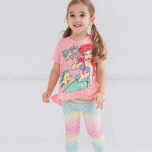 Disney Princess Ariel Toddler Girls Crossover T-Shirt and Leggings Outfit Set Pink 4T