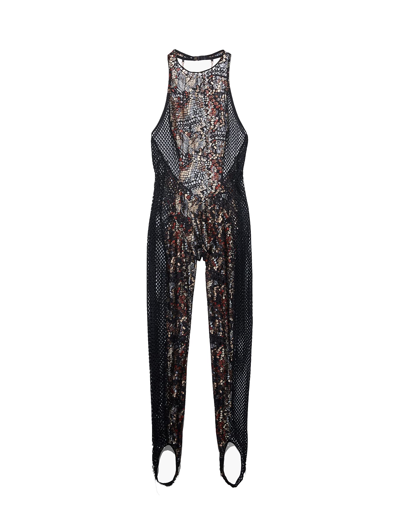 Savage X Fenty, Women's, Cold-Hearted Snake High-Neck Lace Catsuit, Venomous Vixen Snake Lace, 2X