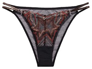 savage x fenty, women's, shining star lace string bikini, henna red starstruck embroidery, xs