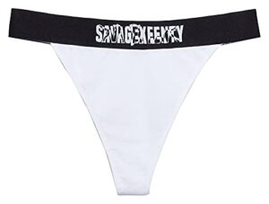 savage x fenty, women's, showgirl high-leg thong, angel white, xs