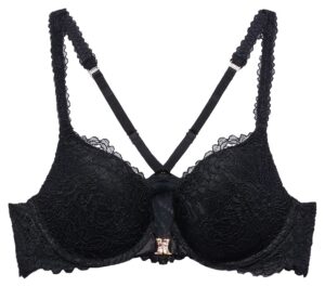 savage x fenty, women's, romantic corded lace front-closure push up bra, caviar, 38ddd