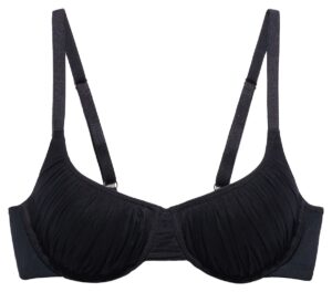 savage x fenty, women's, gathered mesh balconette bra, caviar, 38ddd