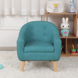 Single PVC Kids Sofa Chair, Toddler Sofa Couch with Wooden Legs, Children Armchair for Children Gift (Blue)