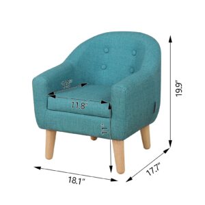 Single PVC Kids Sofa Chair, Toddler Sofa Couch with Wooden Legs, Children Armchair for Children Gift (Blue)