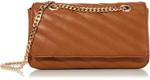 the drop women's koko chain strap flap bag, cognac, one size