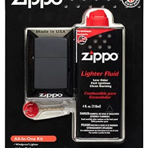 Zippo All-in-One Kit with Black Matte Windproof Lighter