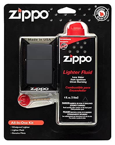 Zippo All-in-One Kit with Black Matte Windproof Lighter