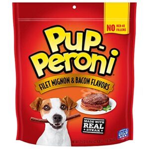 pup-peroni dog treats, filet mignon & bacon flavors, 22.5 ounce, made with real steak