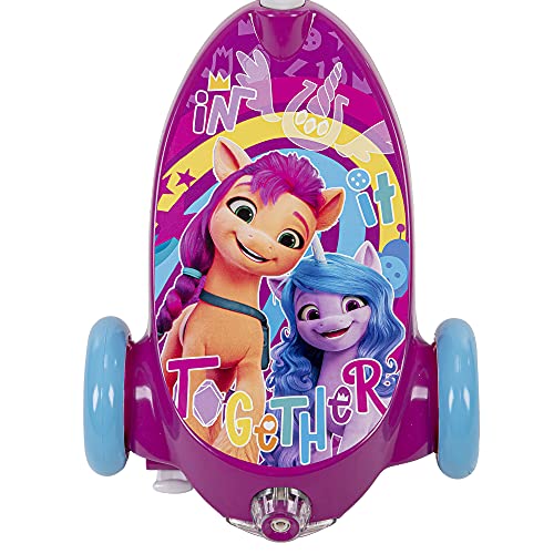 Huffy 6V My Little Pony Toddler Scooter For Kids Ages 2-4, Bubble Machine Scooter, 3 Wheel Balance Design, 2MPH Speed Button, Simple Wall Charger, Bubble Solution and Charger Included