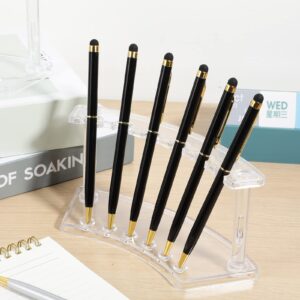 Chinco 6 Pieces Plastic Pen Holder Clear Display Stand 6-Slots Pen Display Stand Eyebrow Pen Stand Makeup Brush Rack Organizer for Back to School Office Home Supplies, Vertical