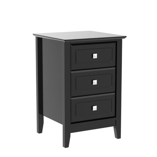 Bonnlo Upgraded Black Nightstand with Drawers, Night Stands for Bedrooms Set of 2, Modern Bed Side Table/Night Stand with Metal Knobs for Small Spaces, College Dorm, Kids’ Room, Living Room, 24H