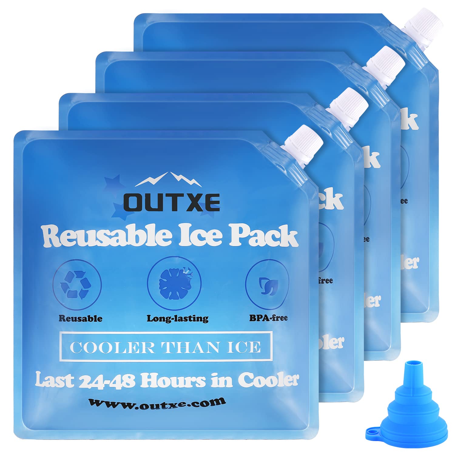 OUTXE Ice Pack for Cooler 4 -Pack Long Lasting Reusable Cold Freezer Packs for Coolers & Cooler Backpack