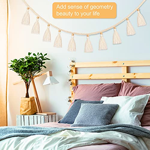 Boho Macrame Tassel Garland Hanging Banner for Classroom Cotton Tassel Home Decor nursery Room Decorative Wall Woven Hangings for School Supplies Party Decor(4 Pieces,47.2 Inch)