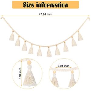 Boho Macrame Tassel Garland Hanging Banner for Classroom Cotton Tassel Home Decor nursery Room Decorative Wall Woven Hangings for School Supplies Party Decor(4 Pieces,47.2 Inch)