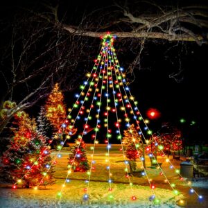 qulist christmas decoration star lights outdoor,317 led 16.4ft christmas tree toppers string lights[8 modes& waterproof] for halloween xmas new year holiday birthday (iron-multicolor)