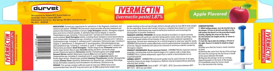 Ivermectin Paste - Horse Wormer 1 Tube 6.08 Grams (3-Pack)