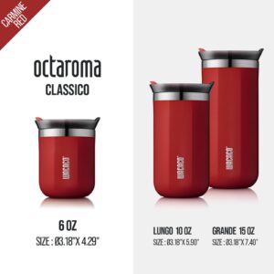 WACACO Octaroma Classico Vacuum Insulated Coffee Mug, Double-wall Stainless Steel Travel Tumbler With Drinking Lid, 6 fl oz (180ml), Carmine Red