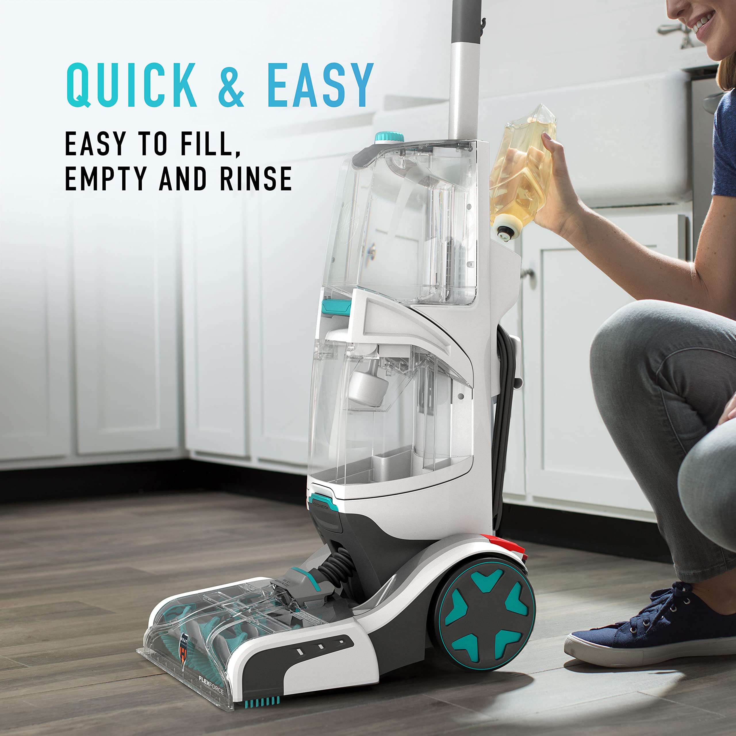 Hoover, Turquoise Smartwash Automatic Carpet Cleaner Machine, with Storage Mat, FH52050