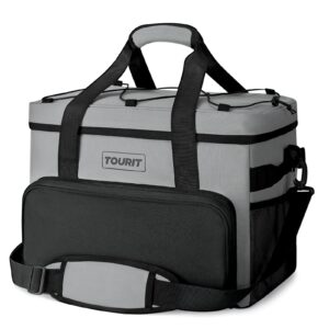 tourit cooler bag 46-can insulated soft cooler portable cooler bag 32l lunch coolers for picnic, beach, work, trip, grey