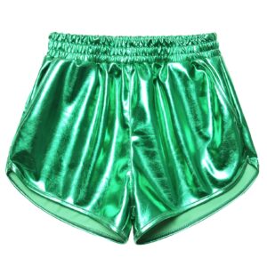 metallic shorts for big girls gymnastics dance shorts shiny green hot pants 14 15