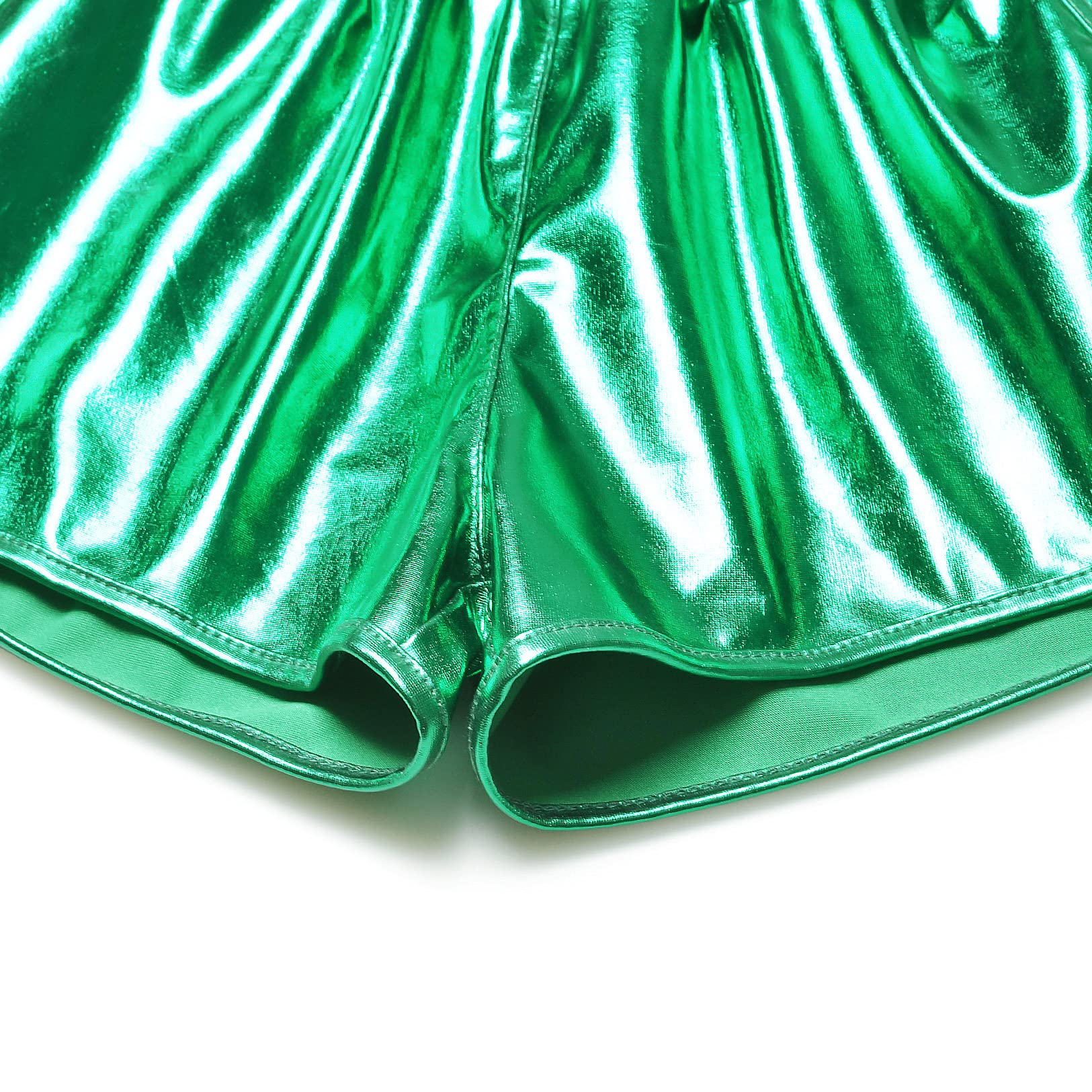 Metallic Shorts for Big Girls Gymnastics Dance Shorts Shiny Green Hot Pants 14 15