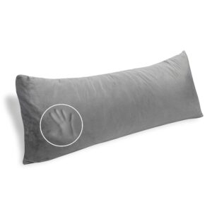 milliard full body pillow - shredded memory foam with washable cover - long, hypoallergenic, firm hug pillows for side and back sleepers (54in, grey velour)