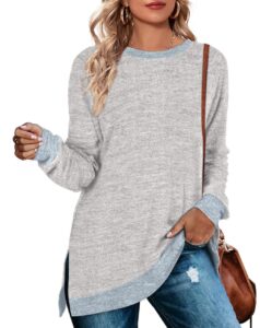 fall sweaters for women trendy long sleeve tunic tops for leggings grey x-large