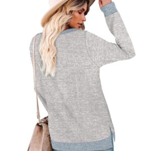 Fall Sweaters for Women Trendy Long Sleeve Tunic Tops for Leggings Grey X-Large