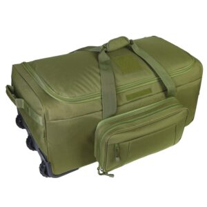 greencity duffel bag wheels rolling deployment wheeled military suitcase heavy-duty extra large deployment bag capacity 32 inch，green