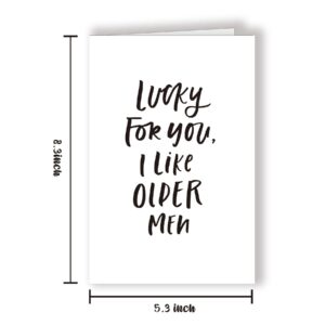 Longkado Funny Birthday Card for Husband Him, Humorous Anniversary Card for Boyfriend BF, I Like Older Men…