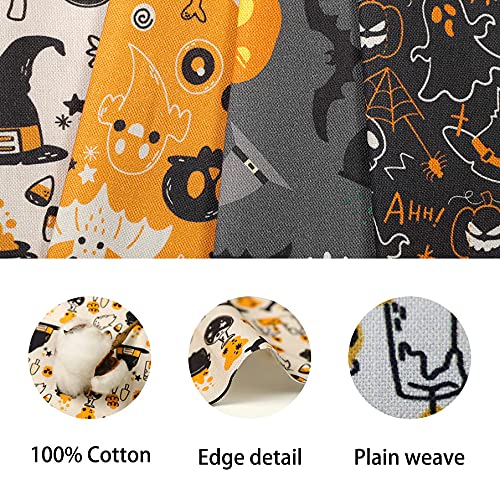 CEYOU Zyoug 12pcs 18x 10.5 inches (46 x 27 cm) 100 percent Cotton Fabric with 12 Different Pattern, Precut Fat Eighth Bundle Fabric for Patchwork DIY Craft Sewing (Halloween Pattern)