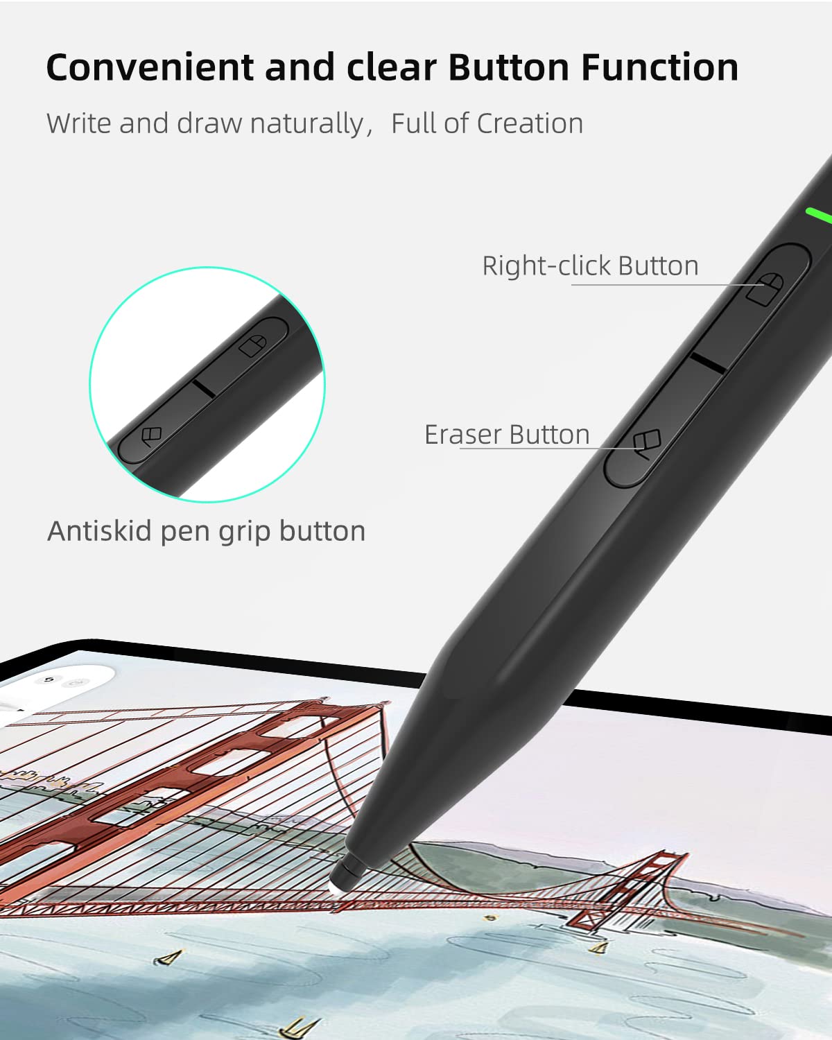 Uogic Stylus Pen for Microsoft Surface,with 4096 Pressure Sensitivity & Bluetooth, for Surface Pro 10/9/8/7/7+/6/5/4/X,Surface Go/2/3,Duo/Duo2,Surface Book/2/3,Surface Laptop 1-5/Studio,Studio1/2/2+