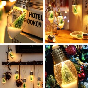 2Pcs Christmas Snow Globe String Lights Indoor Decorations 6.6 FT Battery Operated Powered String Lights for Christmas Tree Snow Scene in 20 Clear Bulbs Decor for Home Bedroom Fireplace Xmas Lights