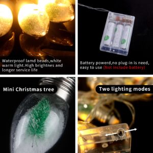 2Pcs Christmas Snow Globe String Lights Indoor Decorations 6.6 FT Battery Operated Powered String Lights for Christmas Tree Snow Scene in 20 Clear Bulbs Decor for Home Bedroom Fireplace Xmas Lights