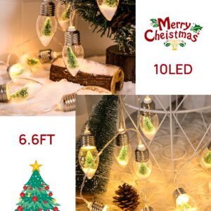 2Pcs Christmas Snow Globe String Lights Indoor Decorations 6.6 FT Battery Operated Powered String Lights for Christmas Tree Snow Scene in 20 Clear Bulbs Decor for Home Bedroom Fireplace Xmas Lights