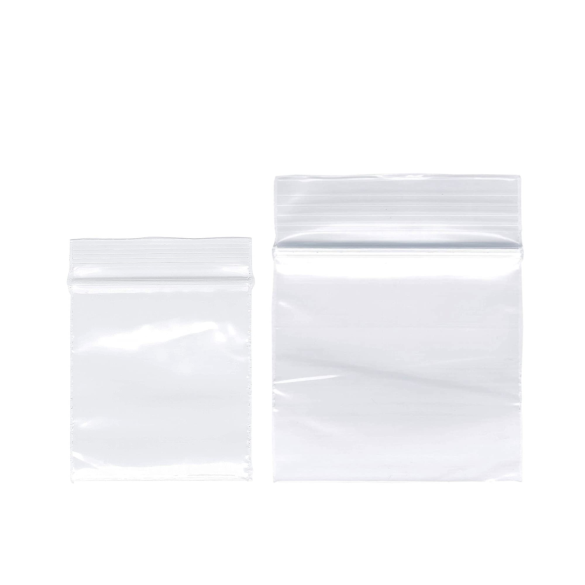 400 Pack 2 Mil Small Clear Plastic Reclosable Bags, 2 Assorted Sizes, 1.5x1.5 Inch, 2x2 Inch Clear Durable Plastic Resealable Zipper Baggies for Jewelry, Beads, Pill, Storage, Shipping & Packaging