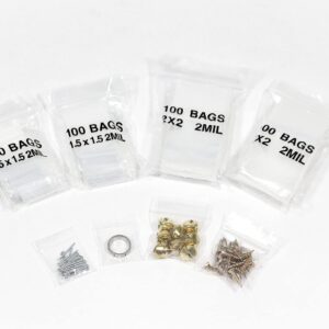 400 Pack 2 Mil Small Clear Plastic Reclosable Bags, 2 Assorted Sizes, 1.5x1.5 Inch, 2x2 Inch Clear Durable Plastic Resealable Zipper Baggies for Jewelry, Beads, Pill, Storage, Shipping & Packaging