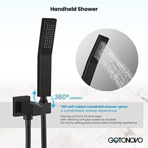 gotonovo Oil Rubbed Bronze Shower System Wall Mount Triple Function Bathroom Shower Faucet Set High Pressure Square 10" Rain Showerhead Tub Shower Faucet with Hand Shower Rough-In Valve