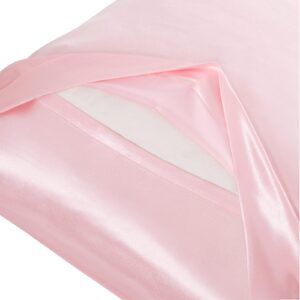 Ersmak Satin Body Pillow Cover, 20x54 Inches Blush Pink Ultra Soft Satin Body Pillow Case for Hair and Skin, Silky Slip Cooling Long Side Satin Body Pillow Pillowcase with Envelope Closure