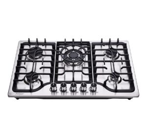 anlyter 30 inch gas cooktop, 5 burners built-in gas stove top stainless steel, lpg/ng convertible gas stove dual fuel sealed gas hob