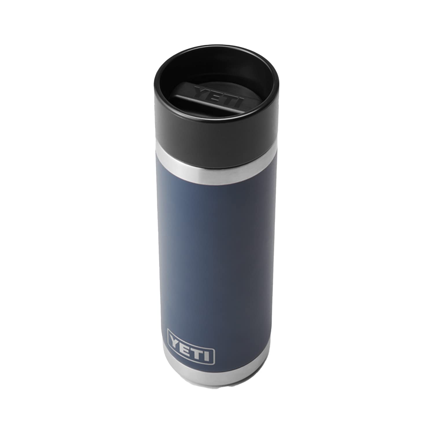 YETI Rambler 18 oz Bottle, Stainless Steel, Vacuum Insulated, with Hot Shot Cap, Navy