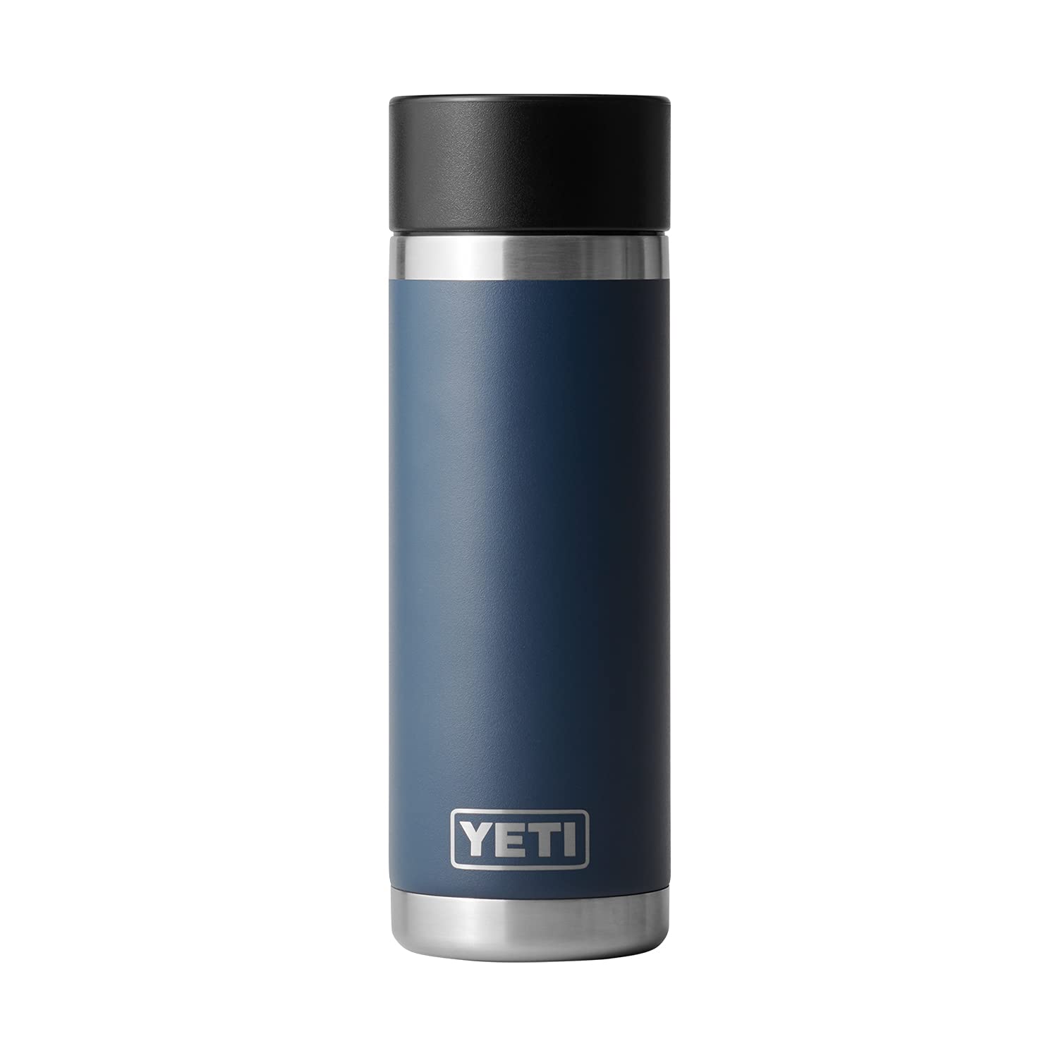 YETI Rambler 18 oz Bottle, Stainless Steel, Vacuum Insulated, with Hot Shot Cap, Navy