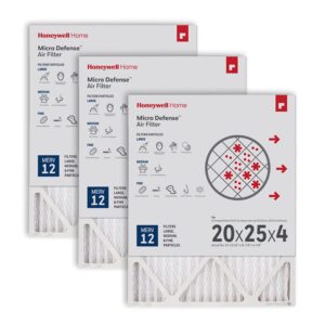 honeywell home 20x25x4 merv 12, ac furnace air filter, 3 pack (cf200a1016-3pkam) (actual dimensions: 18.84 x 24.75 x 4.38 in.)